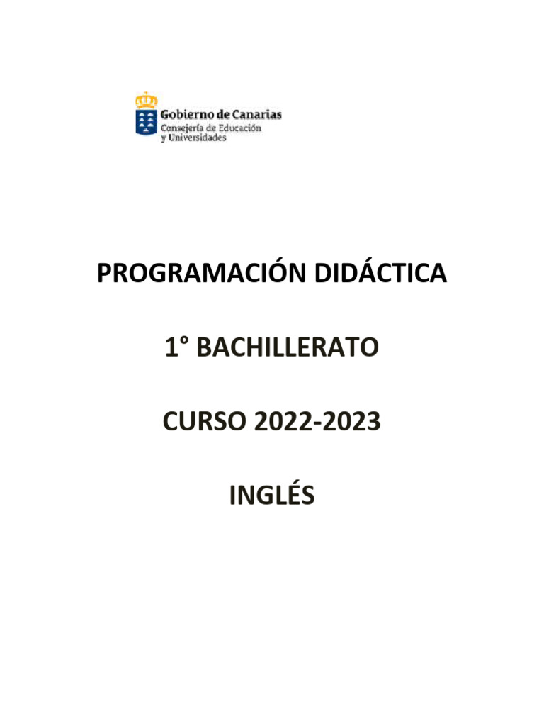 1° Bach Programación Final LOMLOE | PDF | Aprendizaje | Plan de estudios