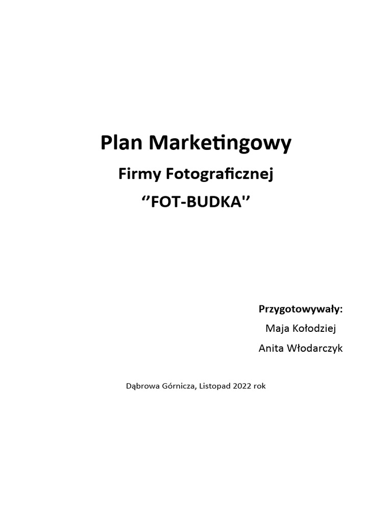 Plan Marketingowy | PDF