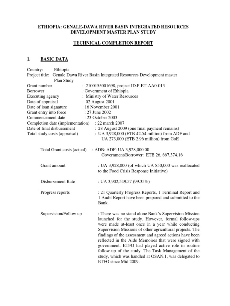 Ethiopia - Genale Dawa River Basin Integrated Resouces Development ...