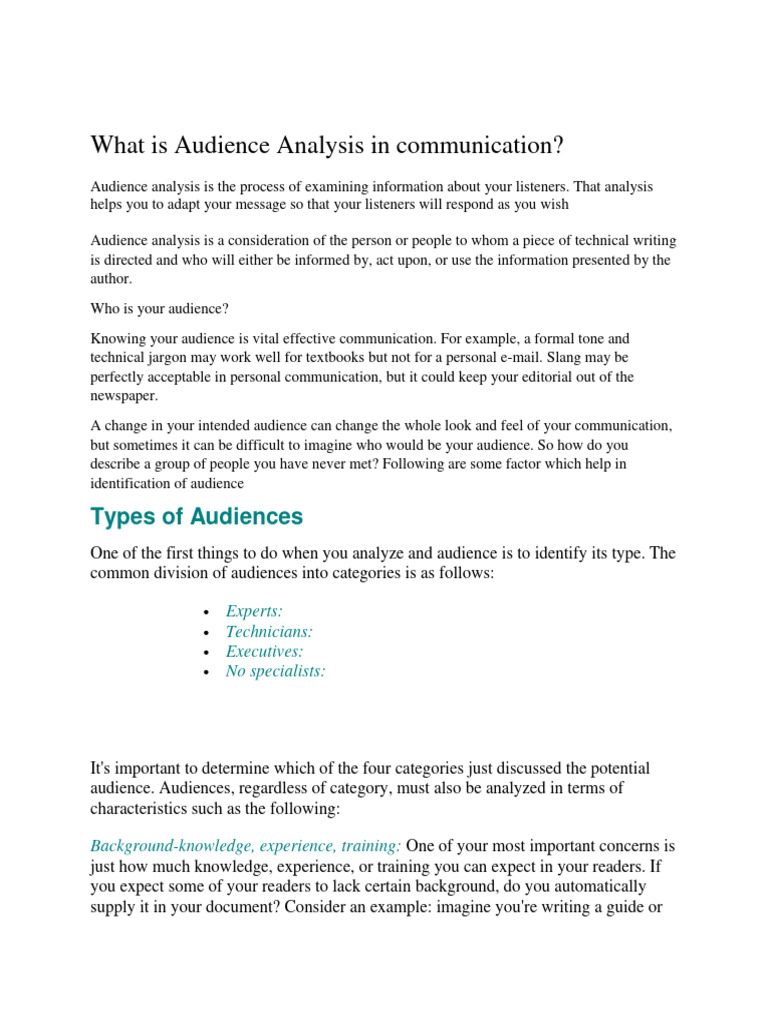Audience Analysis in Communication | PDF | Attitude (Psychology ...