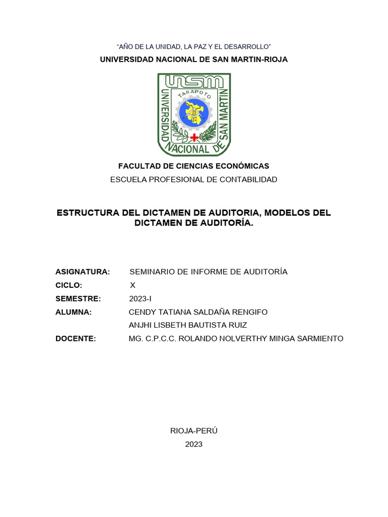 4.estructura Del Dictamen de Auditoria | PDF | Auditoría | Contralor