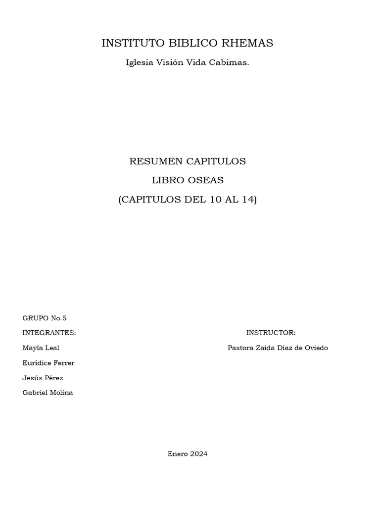 Trabajo Libro De Oseas Pdf Parábolas De Jesús Amor