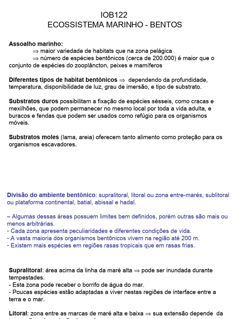 Sistema Bentonico (PT-LT) | PDF | Mar | Ecologia de sistemas