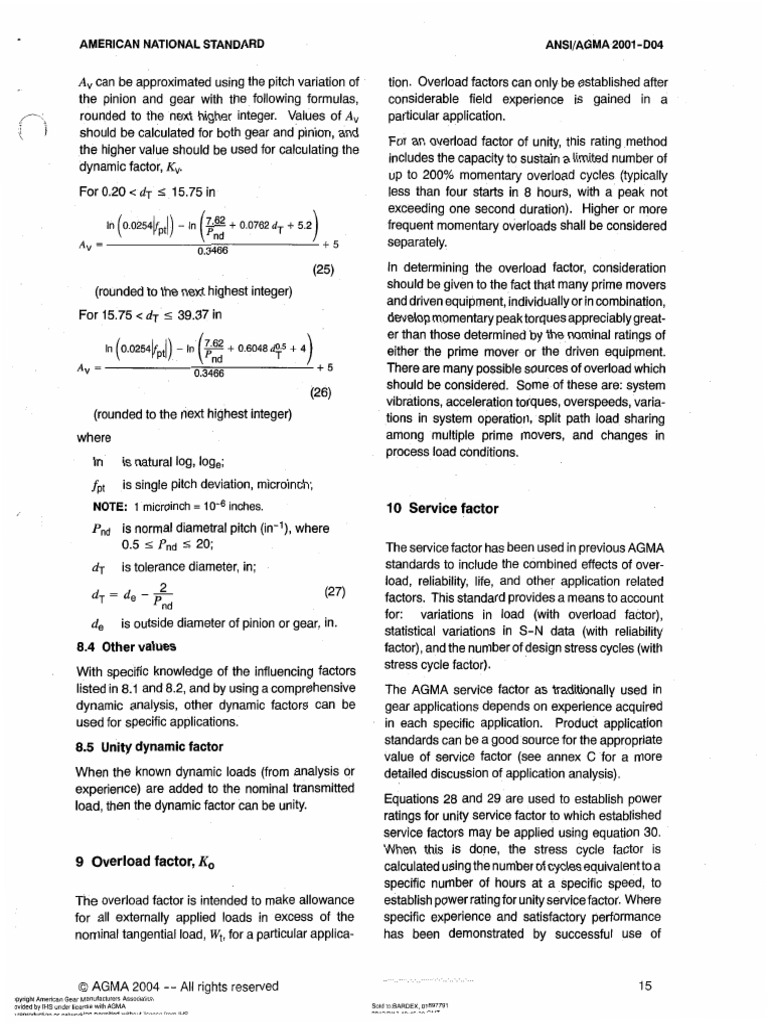 Ansi Agma 2001 D04 (23 44) | Download Free PDF | Gear | Physical Sciences