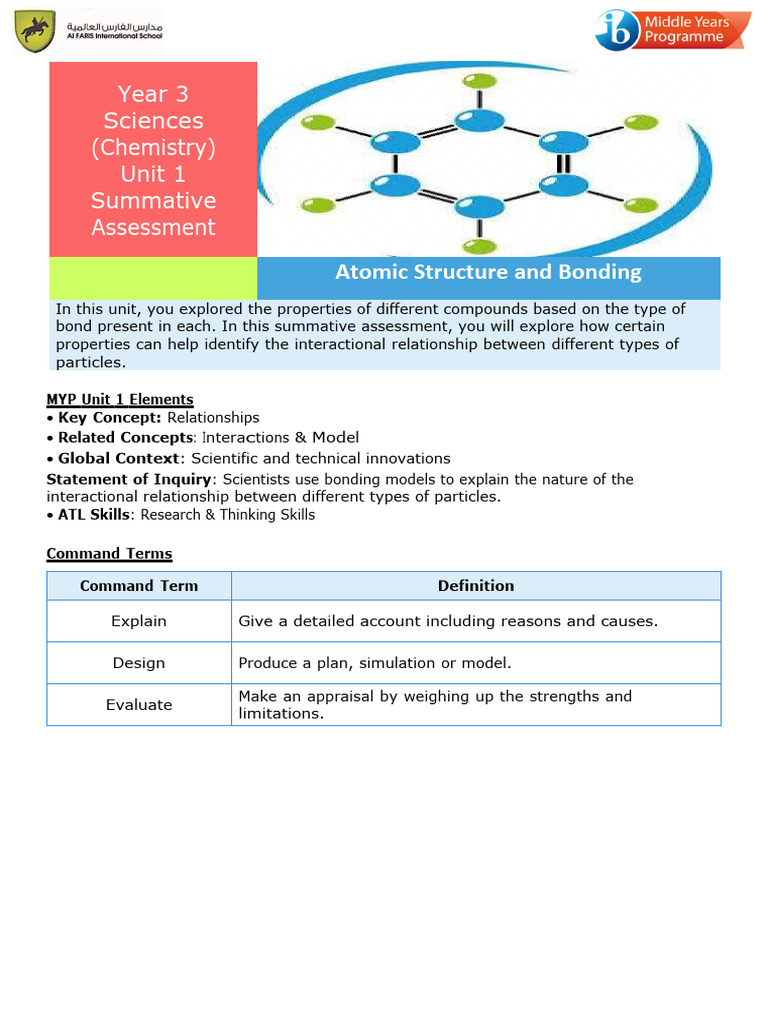 Year 3 Chemistry: Bonding Assessment | PDF | Scientific Method ...