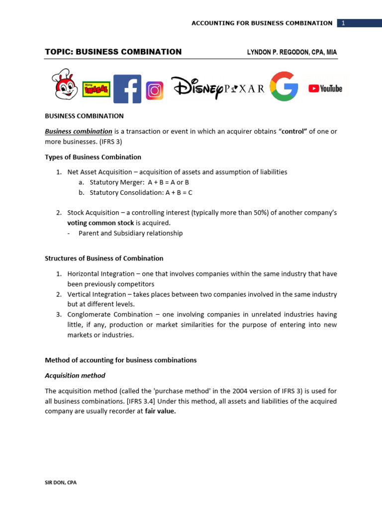 Business Combinations Guide | PDF | Book Value | Mergers And Acquisitions