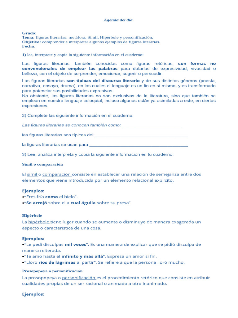 Metafora, Simil, Prosopopeya, Hipérbole | PDF | Metáfora