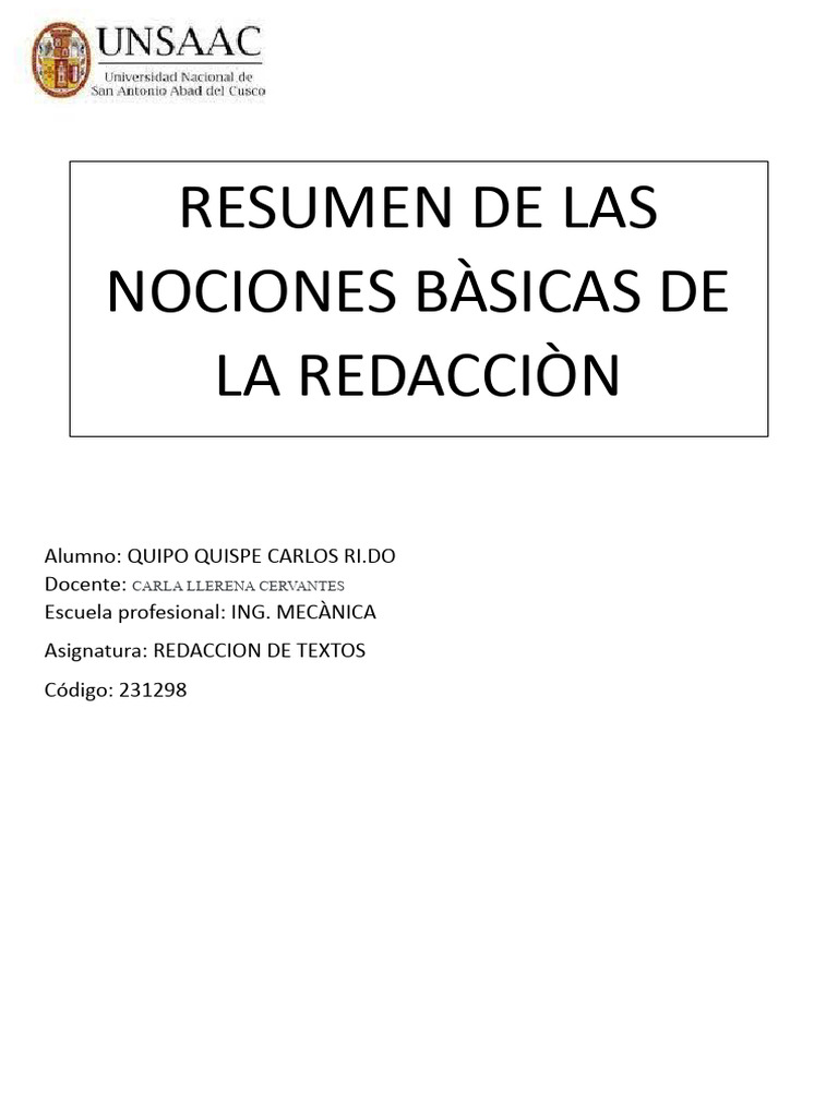 Nociones Basicas de La Redacciòn | PDF