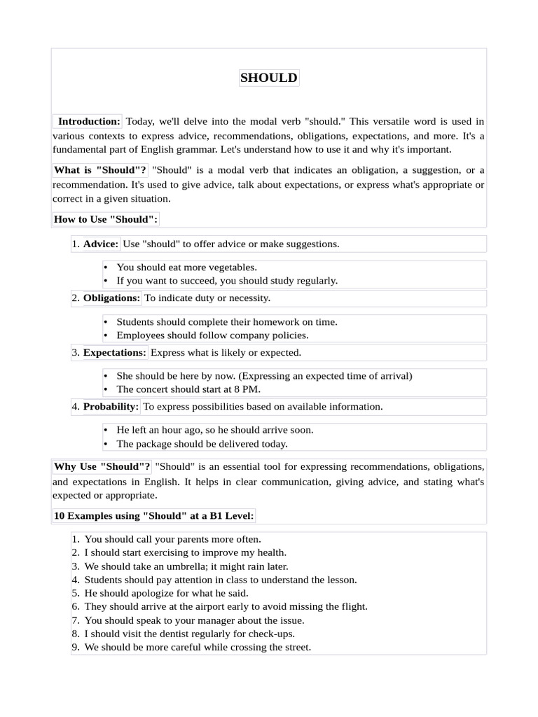 SHOULD | PDF | Verb