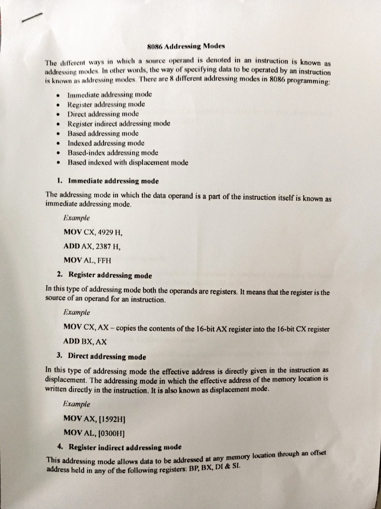 8086 Addressing Modes | Download Free PDF | Manufactured Goods | Computer Programming
