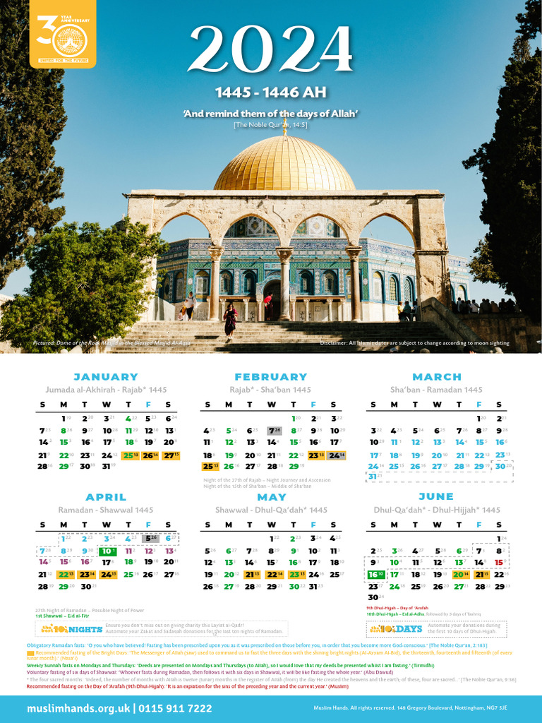 UK Islamic Calendar 1445 AH Overview | PDF | Ramadan | Monotheism