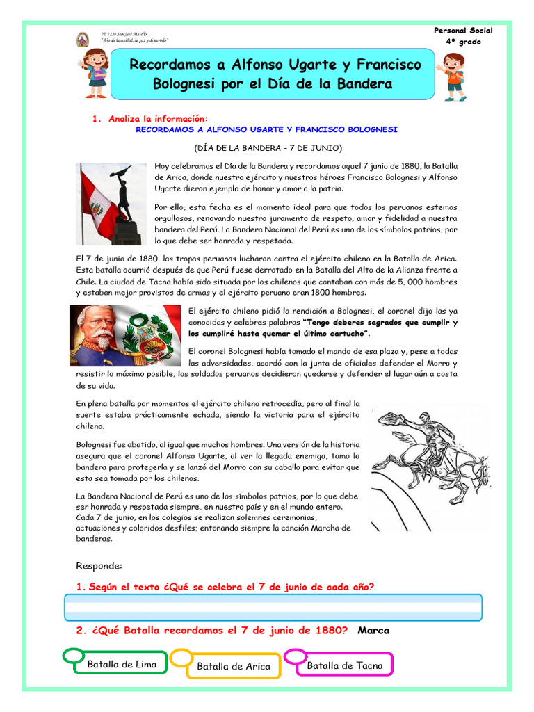 Ficha PS Recordamos A 2 Heroes Por Dia de La Bandera | PDF