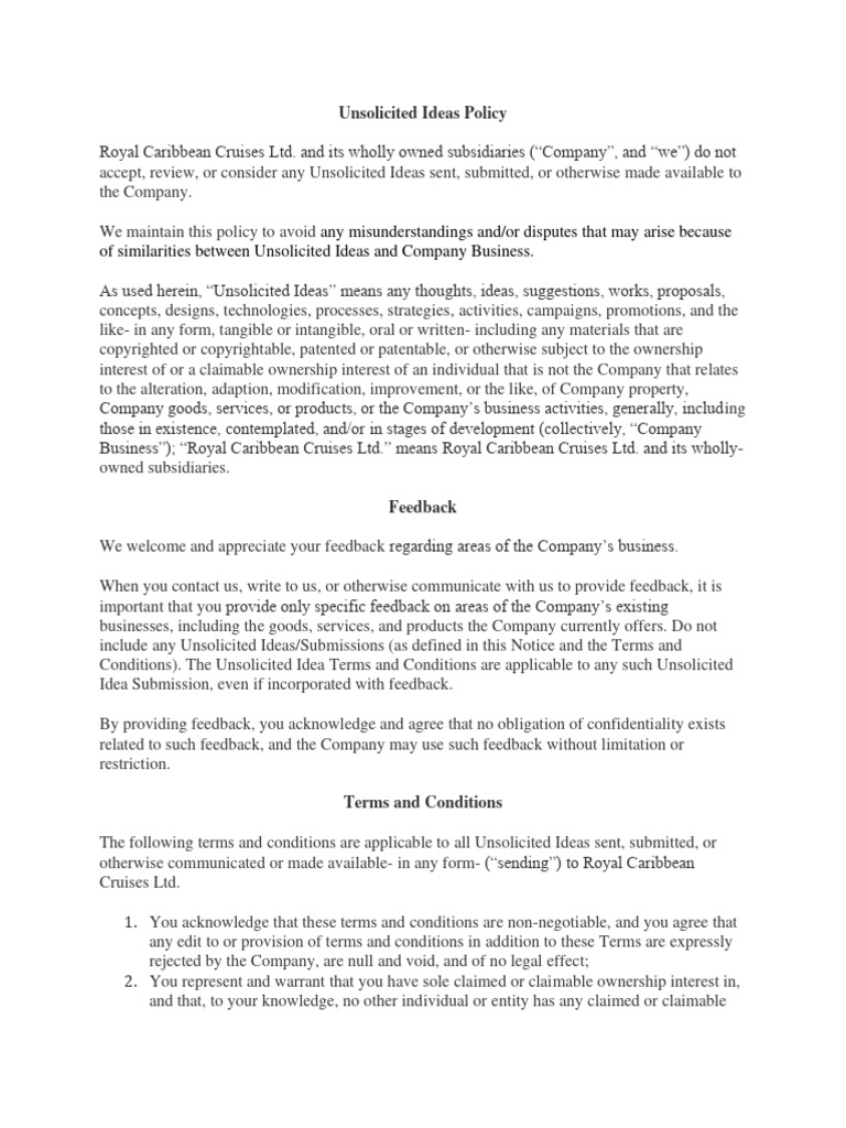 Unsolicited Idea Notice | PDF | Ownership | Property