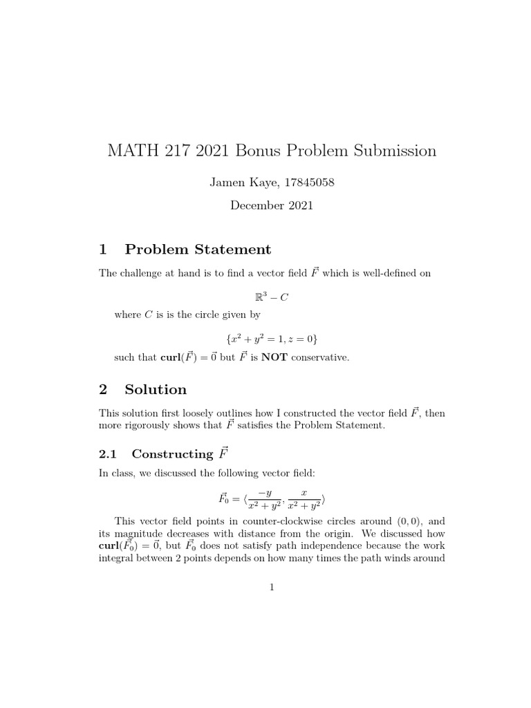Vector field problem | PDF | Euclidean Vector | Mathematics