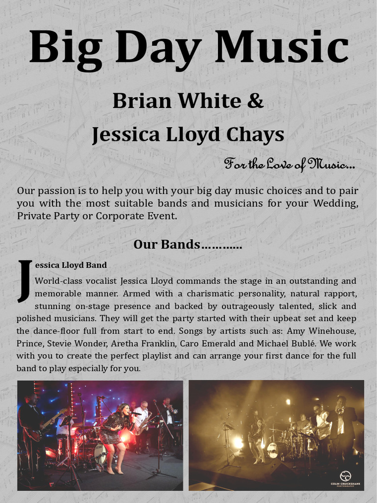 BDM Brochure A4 - 2023 - Wedding Fayre - v7 | PDF | Songs | Jazz