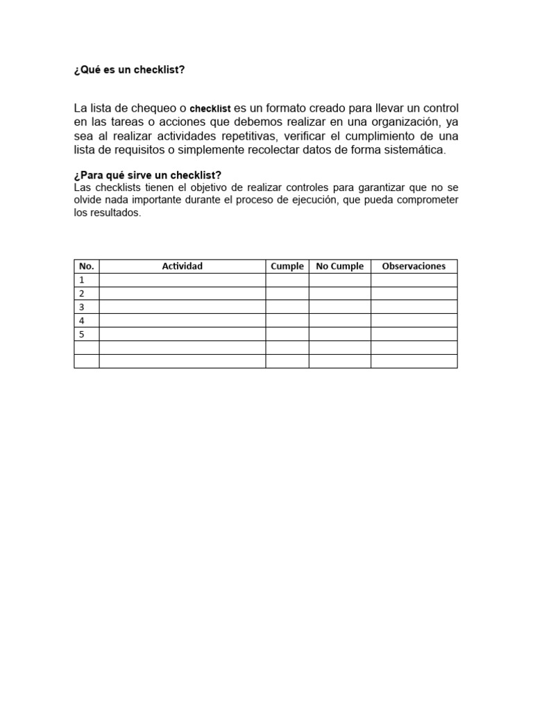 Qué Es Un Checklist | PDF