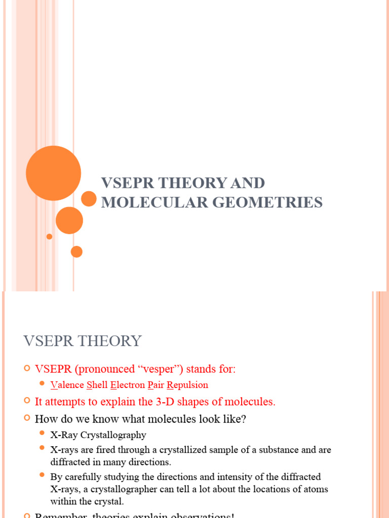 VSEPR Theory and Molecular Geometries-1 | PDF | Molecules | X Ray ...