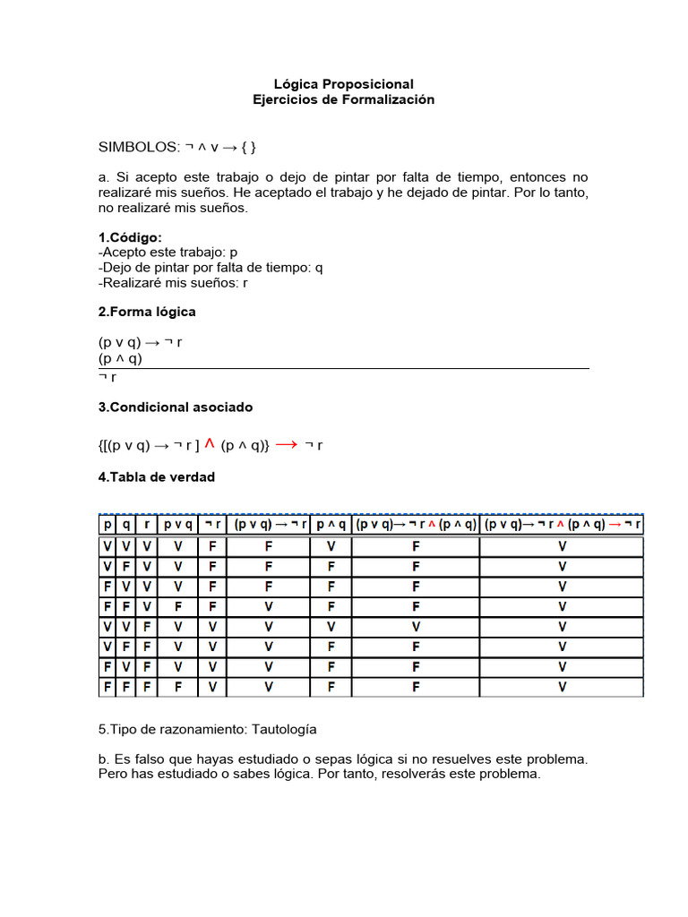 Ejercicios de Lógica Proposicional | PDF