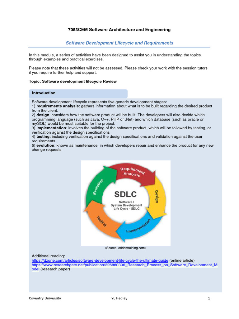 Worksheet - Software Development Lifecycle and Requirements | PDF | Business | Technology ...