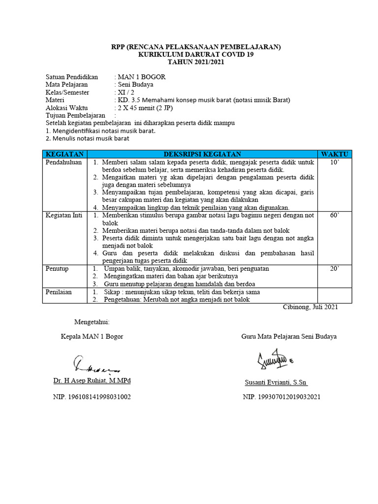 RPP Seni Budaya Pertemuan 4 | PDF