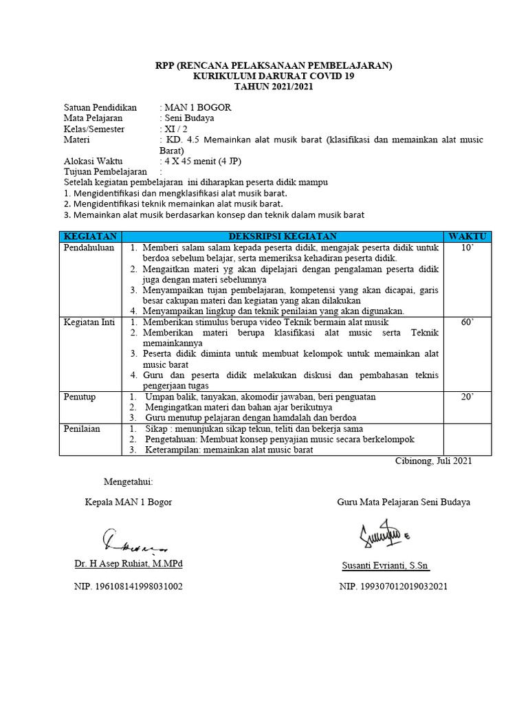 RPP Seni Budaya Pertemuan 5-6 | PDF