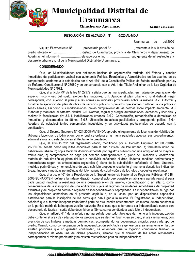 Modelo de Subdivision | PDF | Condominio | Gobierno local