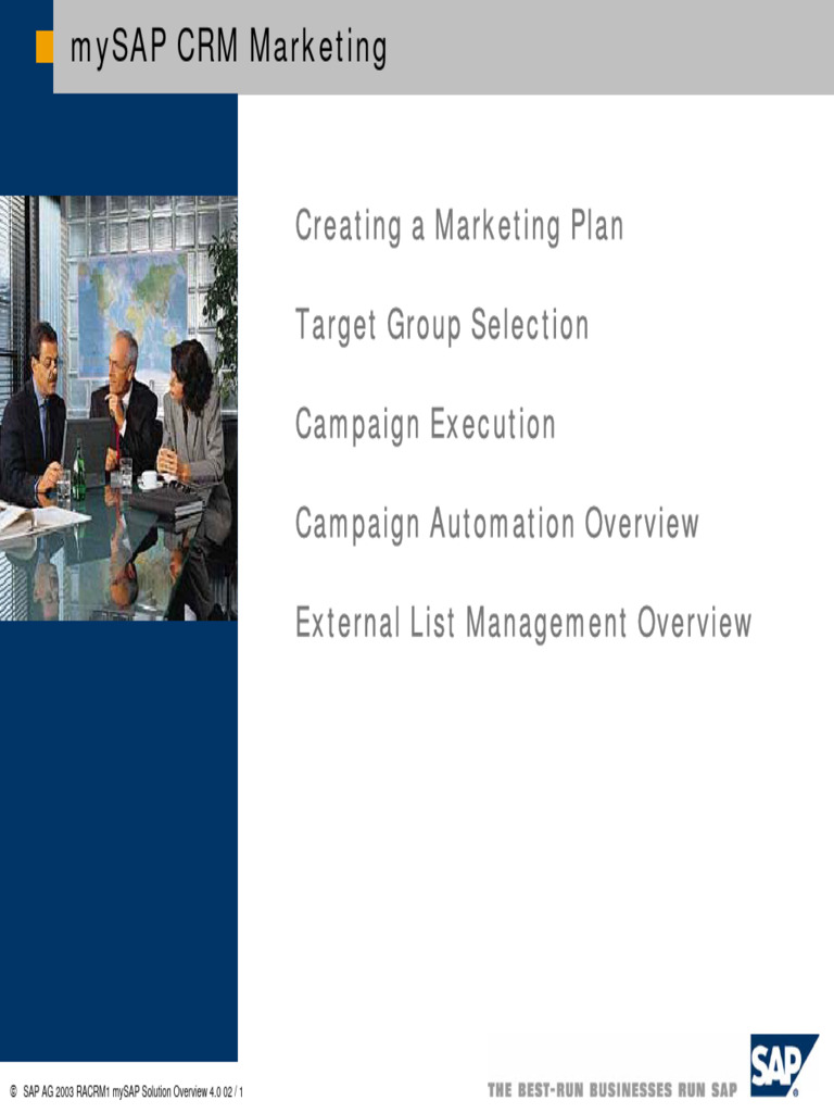 Get An Overview of mySAP CRM Marketing | PDF | Customer Relationship ...