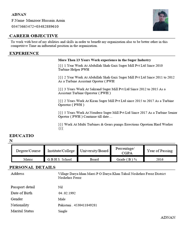 Resume - ADNAN ALI - Format1-1-1 | PDF