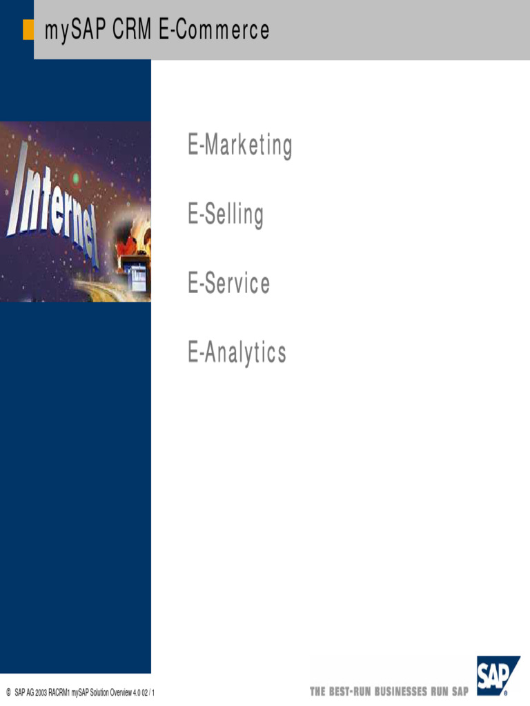 1. Get an Overview of mySAP CRM E-Commerce | PDF | Customer ...