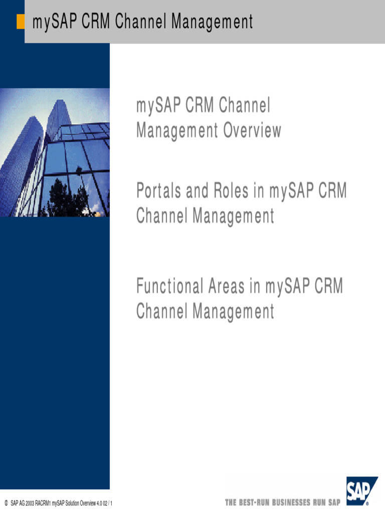 Get An Overview of mySAP CRM Channel Management | PDF | Customer ...