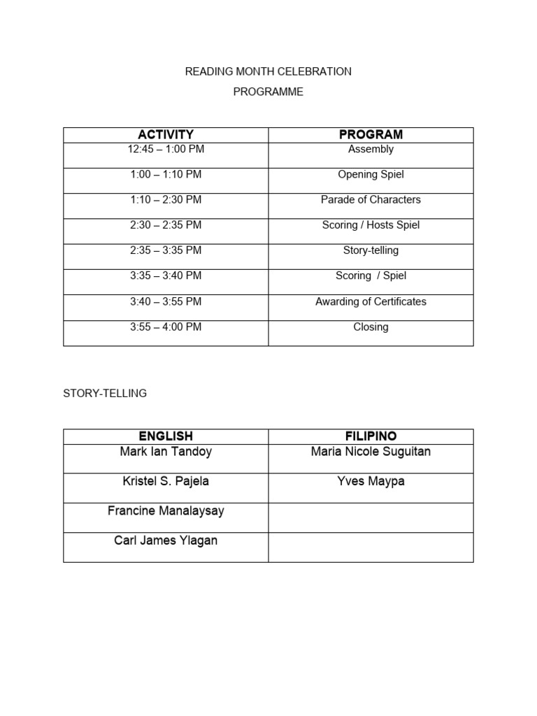 READING-MONTH-CELEBRATION (2023) | PDF