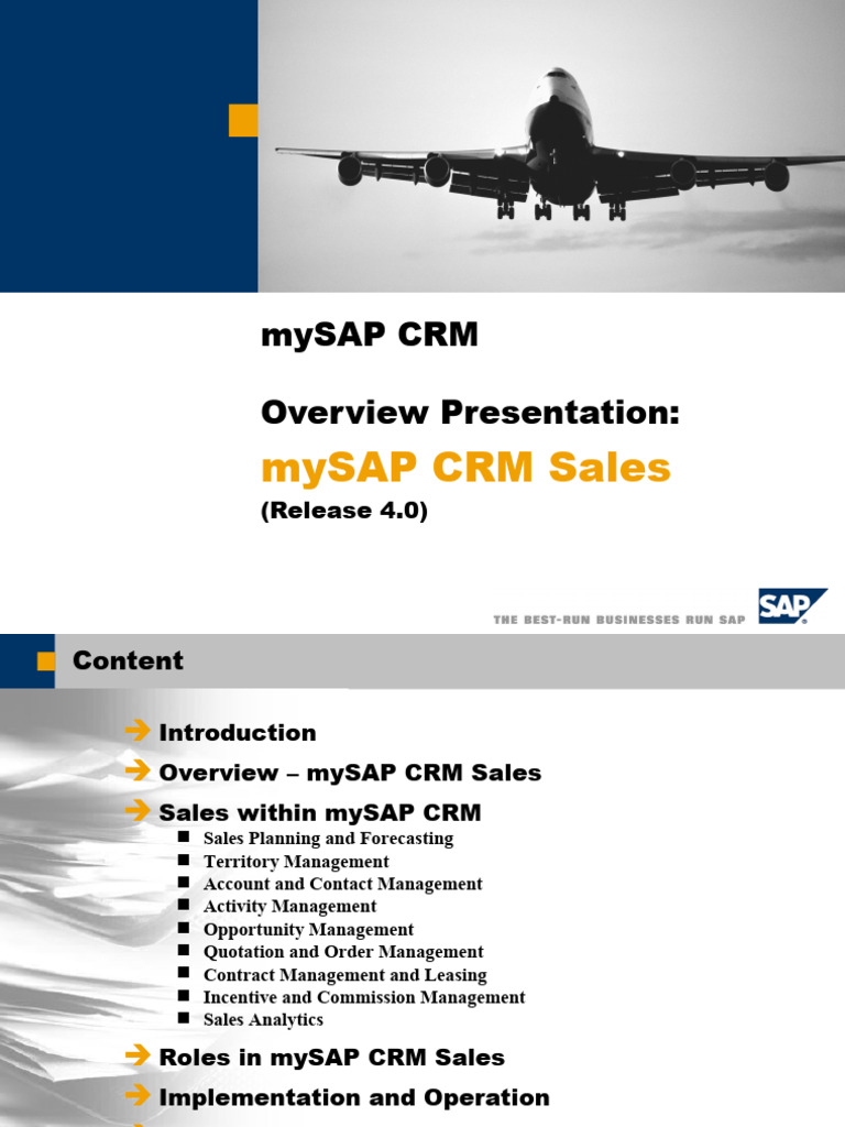 Overview of MySAP CRM Sales | Download Free PDF | Customer Relationship ...