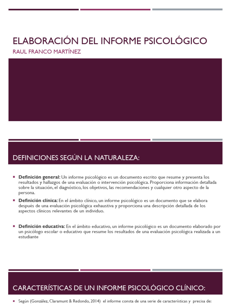 Formato de Informe Psicológico Clínico | PDF | Sicología | Escala de ...