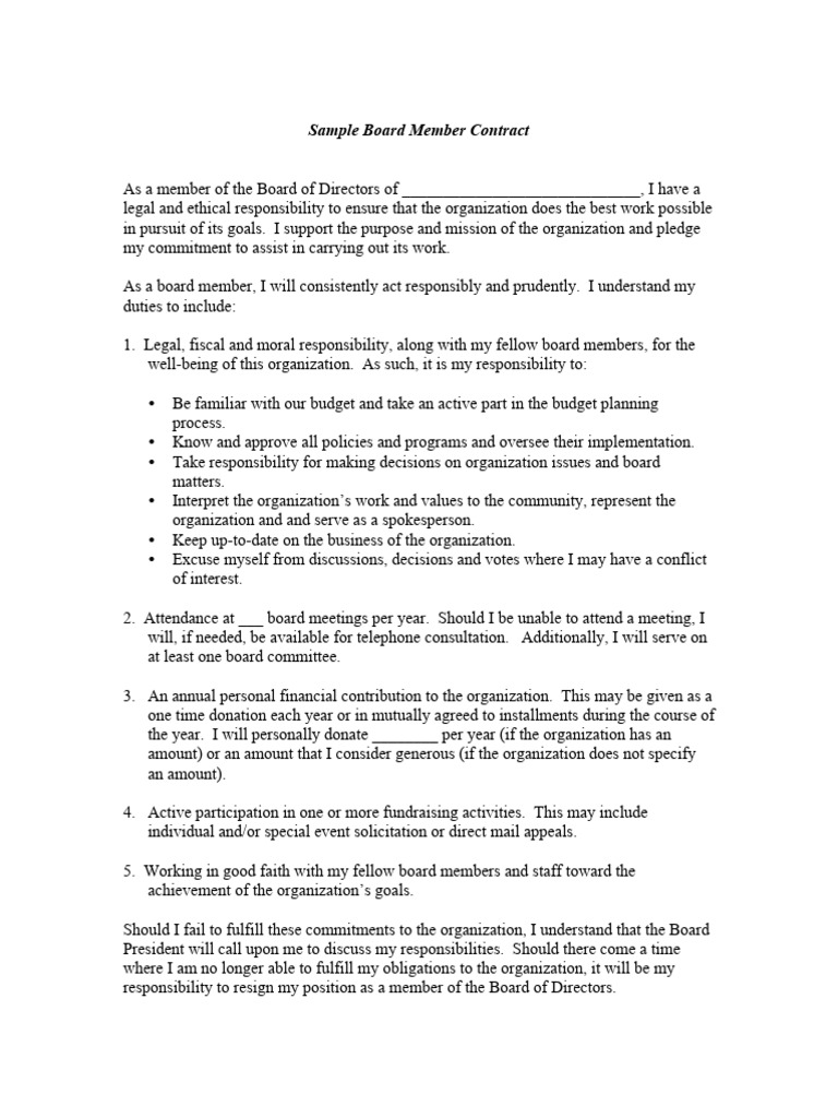 Boardmembercontract | PDF
