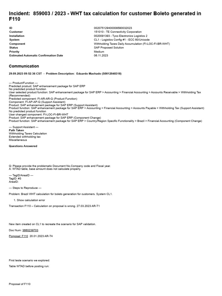2023 - WHT Tax Calculation For Customer Boleto Generated in F110 ...