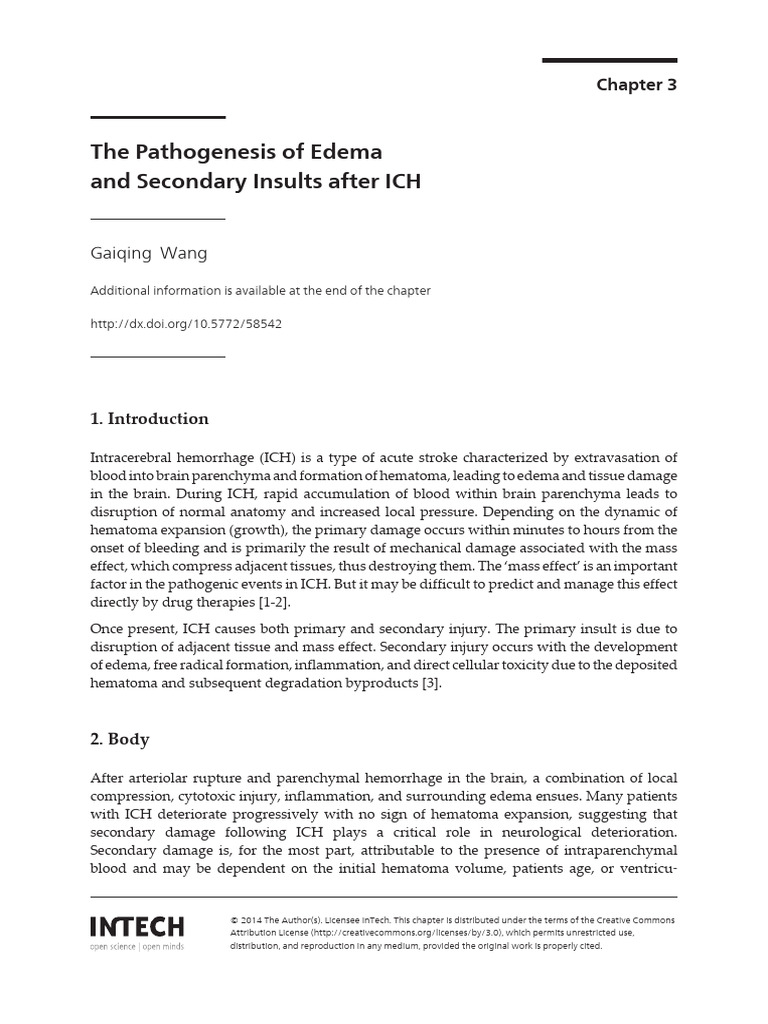 The Pathogenesis of Edema and Secondary Insults After ICH | PDF ...