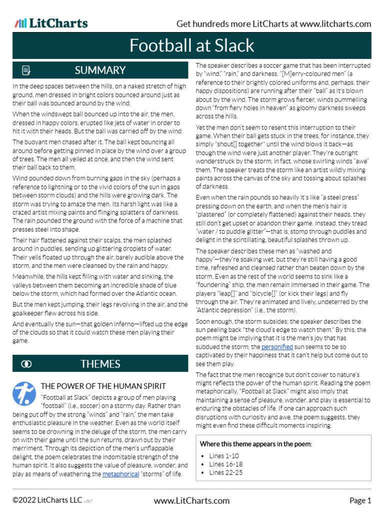 LitCharts Football at Slack | PDF | Poetry