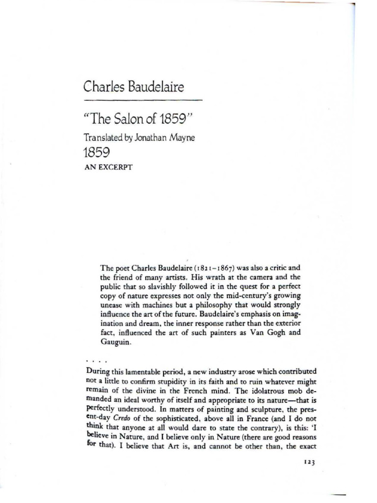 Baudelaire, The Salon of 1859 | PDF