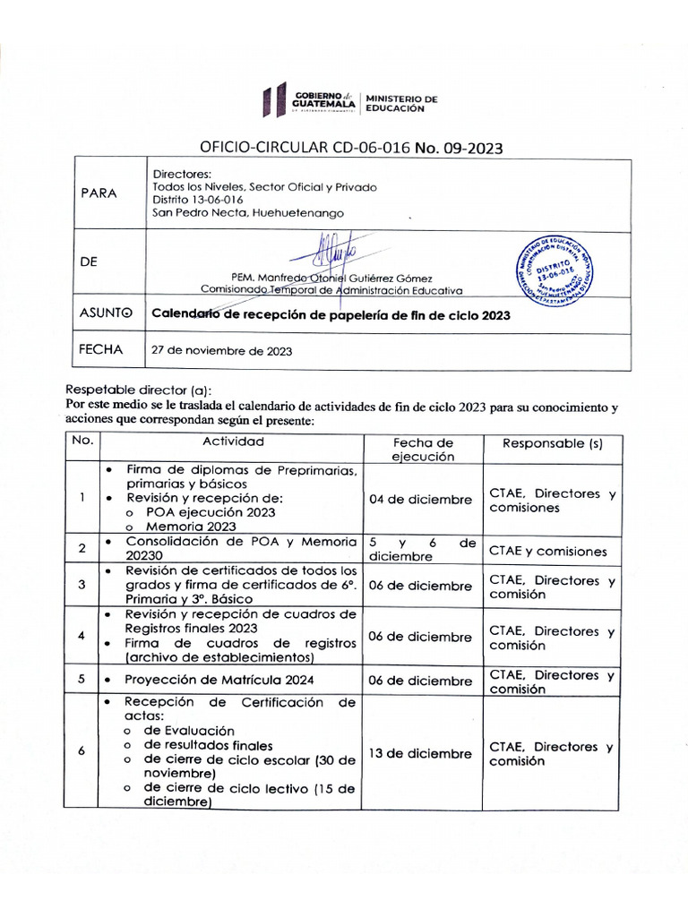 Oficios-Circulares 2023 | PDF