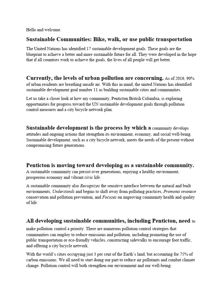 Sustainable Communities Script | PDF | Sustainability | Sustainable Development