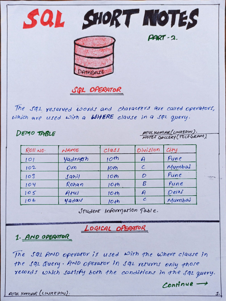 ?SQL?Short Notes (Part - 2) | PDF ?SQL?Short Notes (Part - 2) | PDF