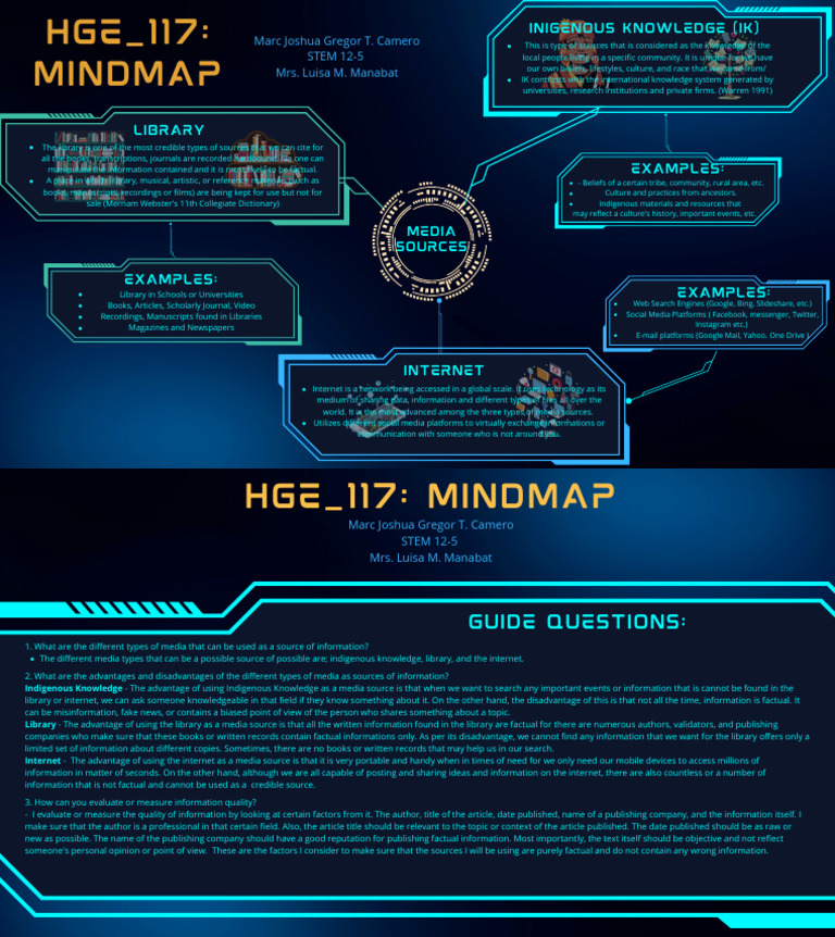 HGE - 117 - Mind Map - STEM 12-5 - Camero - Marc Joshua Gregor | PDF
