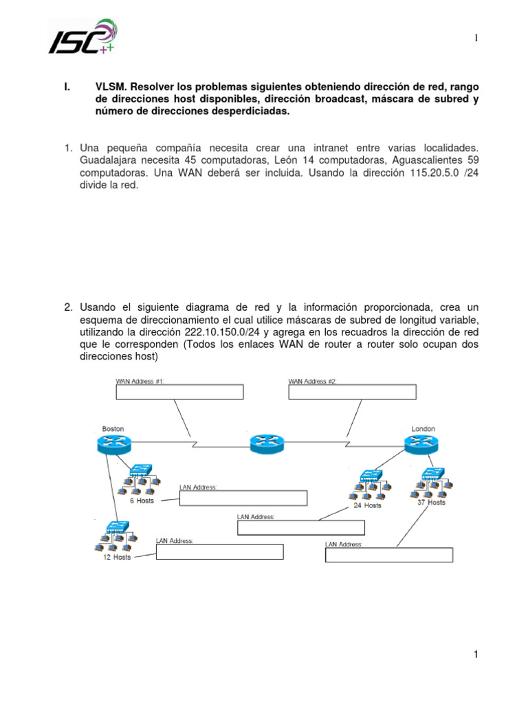 Ejercicios VLSM | PDF | Red de arquitectura | Ingeniería Informática