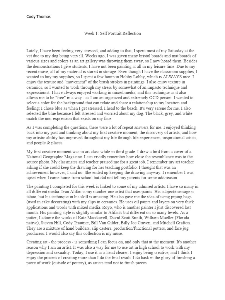 Self-Portrait Reflection and Analysis | PDF | Paintings