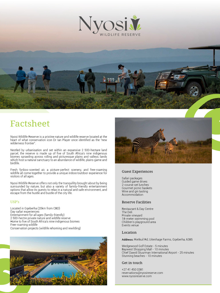 Nyosi Wildlife Reserve Factsheet Overview | PDF
