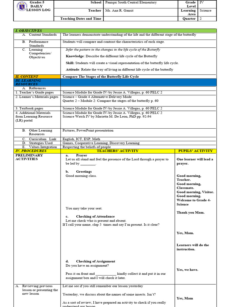 DEMO - DLP - SCIENCE 4 Module 2 Gansit | PDF | Learning | Teachers