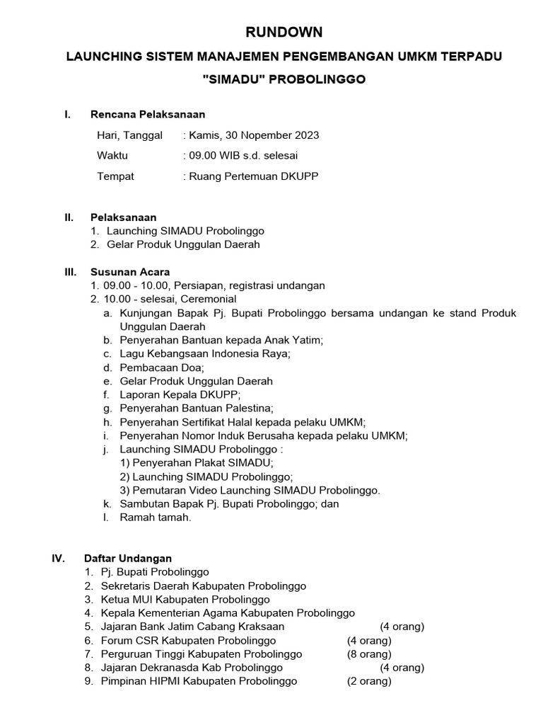 Rundown Launching Simadu-2 | PDF