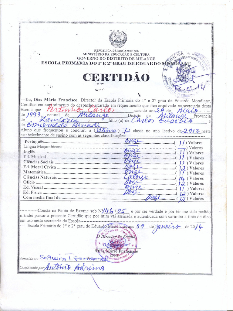 Certificado 7 Classe Pertinho0001 | PDF