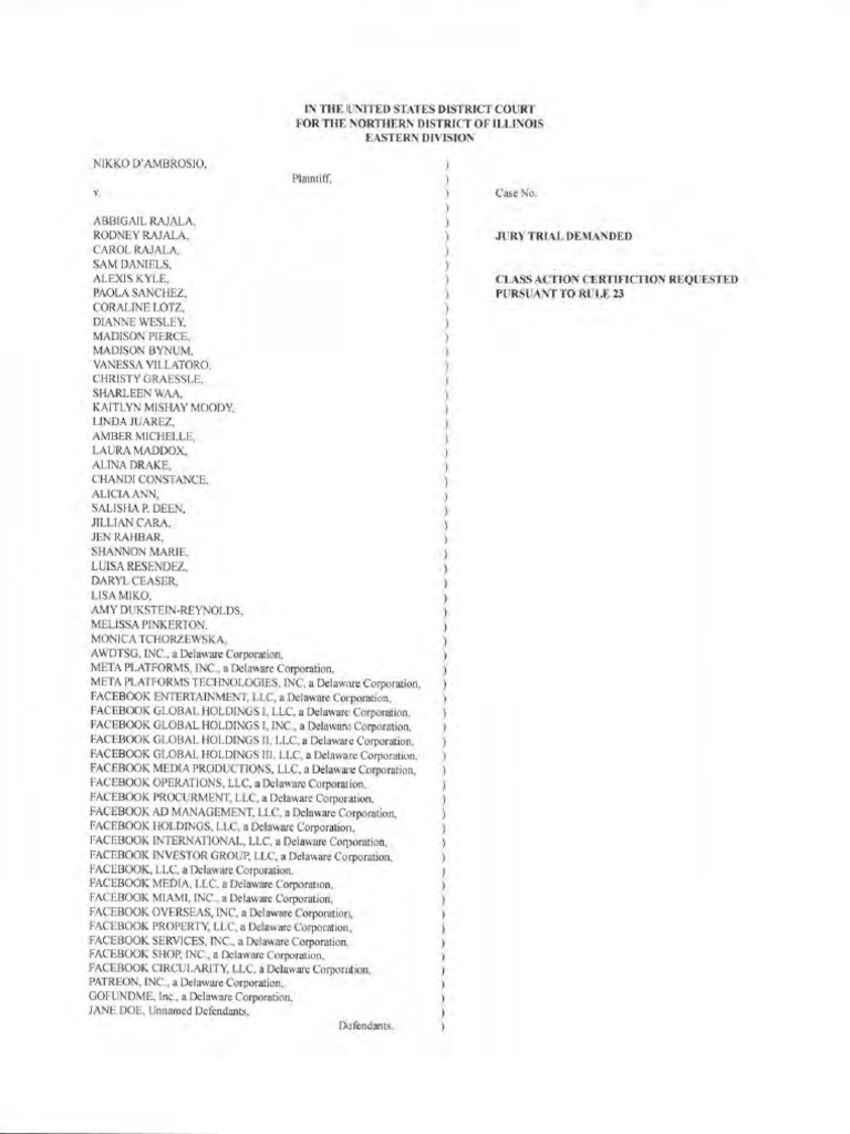 Nikko D'Ambrosio v. Abbigail Rajala Et Al 1-24-Cv-002000 | PDF | Defamation | Intentional ...