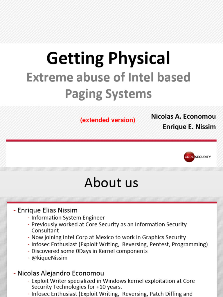 CSW2016 - Getting Physical - Extended Version | PDF | Microsoft Windows | System Software